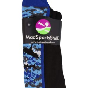 MadSportsStuff Digital Camo Shark Socks Over the Calf (Black/Blue/White, Small)