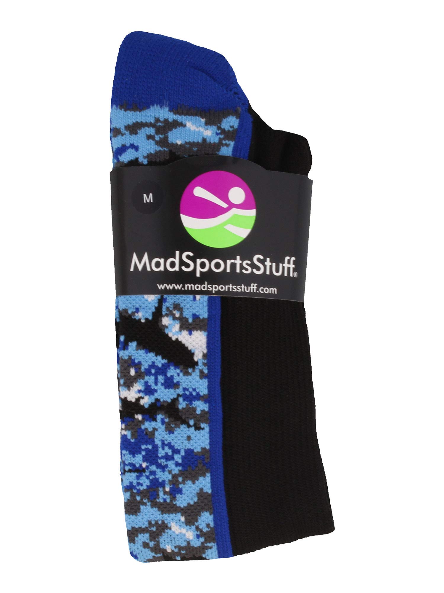 MadSportsStuff Digital Camo Shark Socks Over the Calf (Black/Blue/White, Small)