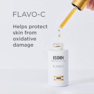 ISDIN Flavo-C Vitamin C and Antioxidant Anti-Aging Benefits Serum, Increases Skin Brightness, Elasticity and Texture, 1 Fl. Oz