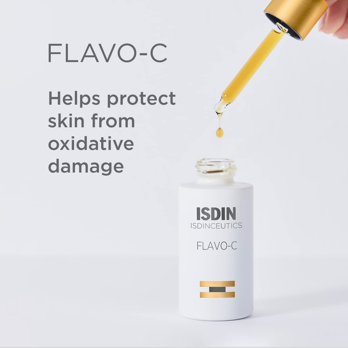 ISDIN Flavo-C Vitamin C and Antioxidant Anti-Aging Benefits Serum, Increases Skin Brightness, Elasticity and Texture, 1 Fl. Oz