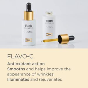 ISDIN Flavo-C Vitamin C and Antioxidant Anti-Aging Benefits Serum, Increases Skin Brightness, Elasticity and Texture, 1 Fl. Oz