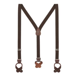 suspender store solid color suspenders - 1-inch wide elastic - y-back - button - 48" for 5'9" to 6'2" tall - brown