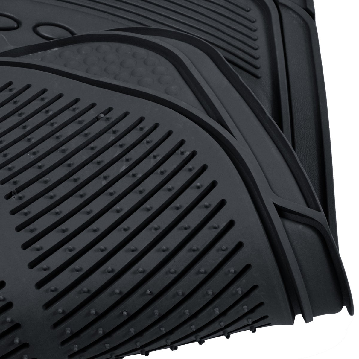 BDK Proliner All Weather Rubber Auto Floor Mats and Trunk Cargo Liner - Front & Rear Heavy Duty Set Fit for Car SUV Van and Truck, Black, 4 Pieces (Trim to Fit)