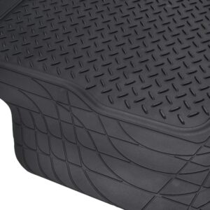 BDK Proliner All Weather Rubber Auto Floor Mats and Trunk Cargo Liner - Front & Rear Heavy Duty Set Fit for Car SUV Van and Truck, Black, 4 Pieces (Trim to Fit)