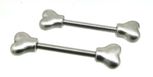 nipple sield ring dog bone nipple bar body piercing pair 14g 1/2