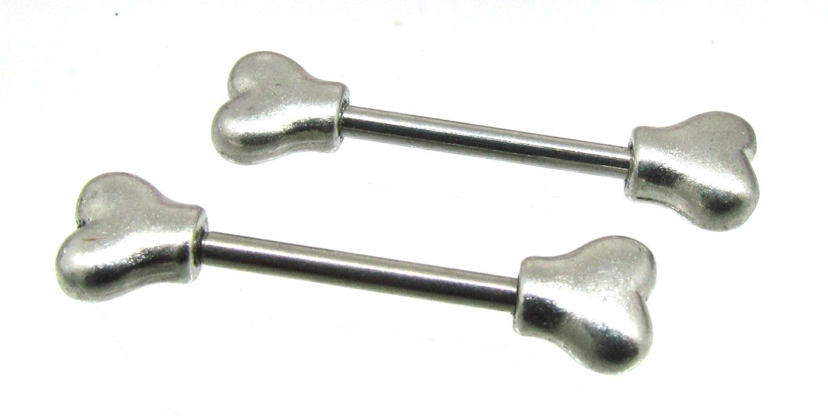 Nipple Sield Ring Dog Bone Nipple Bar Body Piercing Pair 14g 1/2