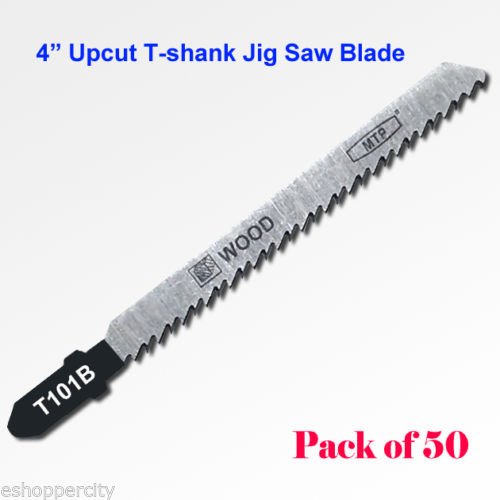 50x T101B 4" 100mm T-shank Upcut Jig Saw Blades fits Bosch HCS Wood Cutting