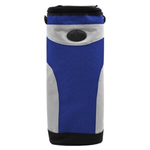 6-to-go zippered beverage cooler with shoulder strap, clip, and front pocket (blue/grey)