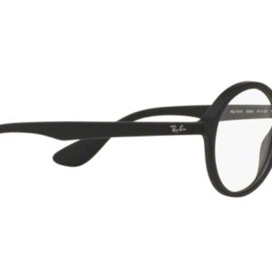 Ray-Ban RX7075 Round Prescription Eyeglass Frames, Rubber Black & Black/Demo Lens, 49 mm