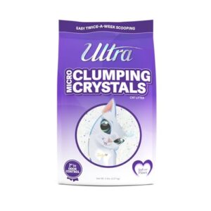 ultra pet clumping crystal cat litter, white crystals with multicolor crystals, 5 lbs