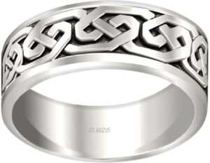 us jewels new 0.925 sterling silver irish celtic knotwork spinner ring