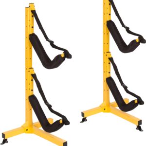 Suspenz Kayak Storage Rack, 2-Boat EZ Rack for Kayak, Canoe, SUP (T-Base/1 Box) Indoor/Outdoor Kayak Hangers Hooks, Yellow, 48" x 24" (12-9902)