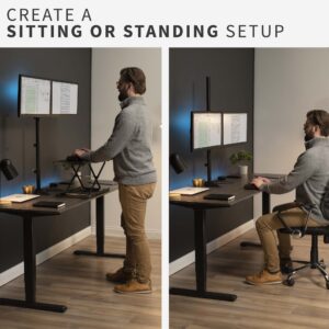 VIVO Dual 13 to 27 inch LED LCD Monitor Free-Standing Desk Stand, Holds 2 Screens, Heavy-Duty Fully Adjustable Arms with Max VESA 100x100mm, Extra Tall 40 inch Pole, Black, STAND-V012F