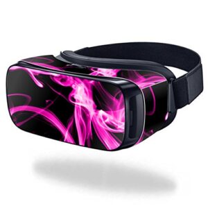 mightyskins skin compatible with samsung gear vr (original) cover wrap sticker skins pink flames