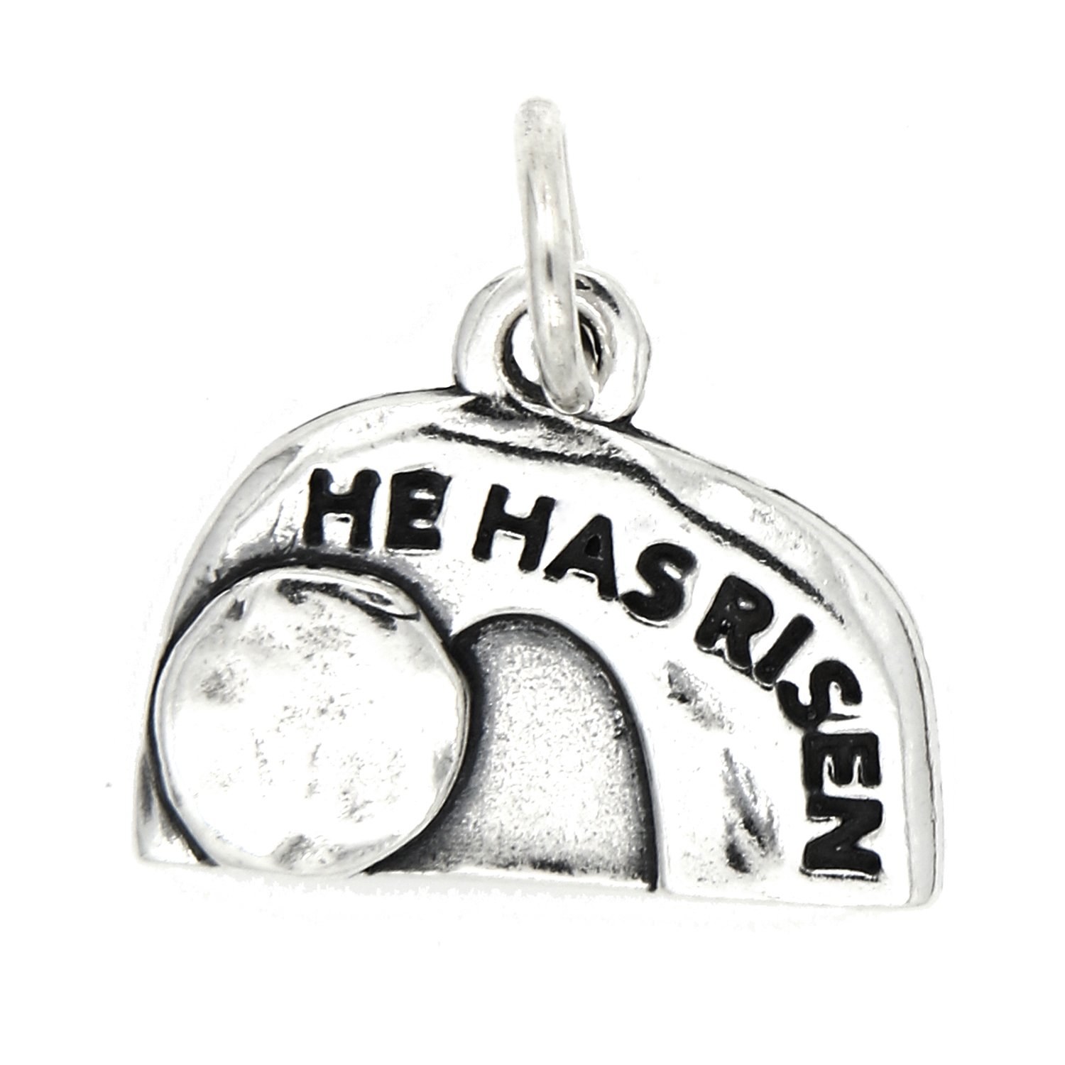 LGU Sterling Silver Oxidized He Has Risen Empty Tomb of Jesus Charm