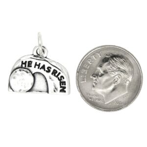 LGU Sterling Silver Oxidized He Has Risen Empty Tomb of Jesus Charm