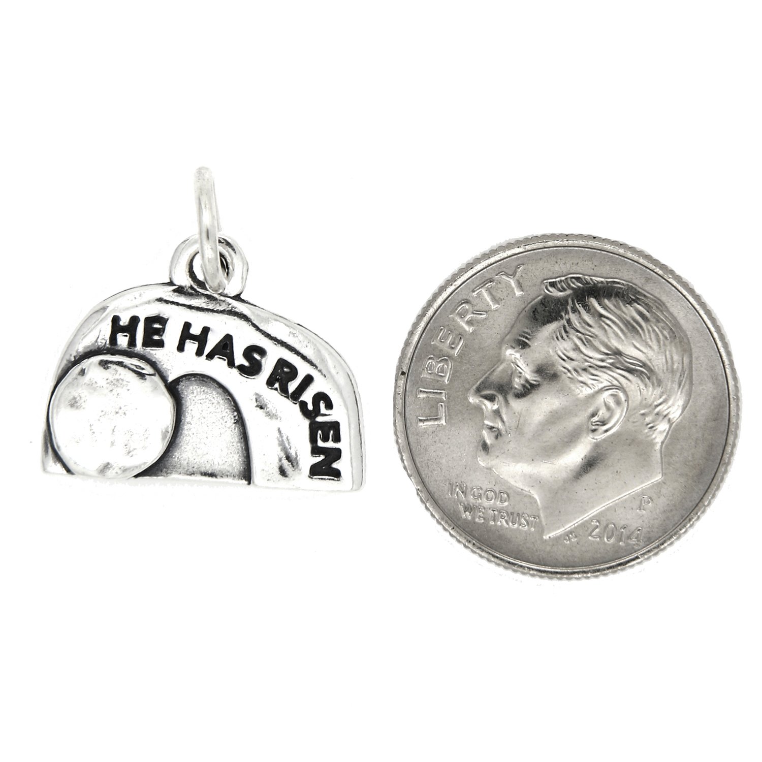 LGU Sterling Silver Oxidized He Has Risen Empty Tomb of Jesus Charm