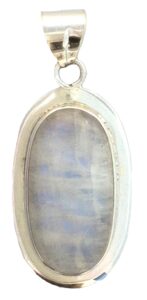 moonstone 1.5" healing stone sterling silver pendant (thick bezel)