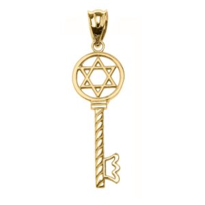 trendy necklaces 10k yellow gold star of david key pendant