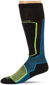 thorlos unisex adult xski ultra thin over the calf skiing socks, charged raven, small us