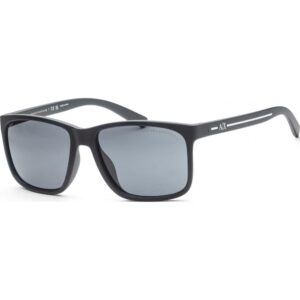 a|x armani exchange ax4041sf low bridge fit square sunglasses, matte blue/grey, 58 mm