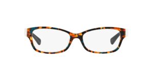 coach hc6078 prescription eyewear frames, teal confetti tortoise/demo lens, 52 mm