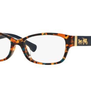 Coach HC6078 Prescription Eyewear Frames, Teal Confetti Tortoise/Demo Lens, 52 mm