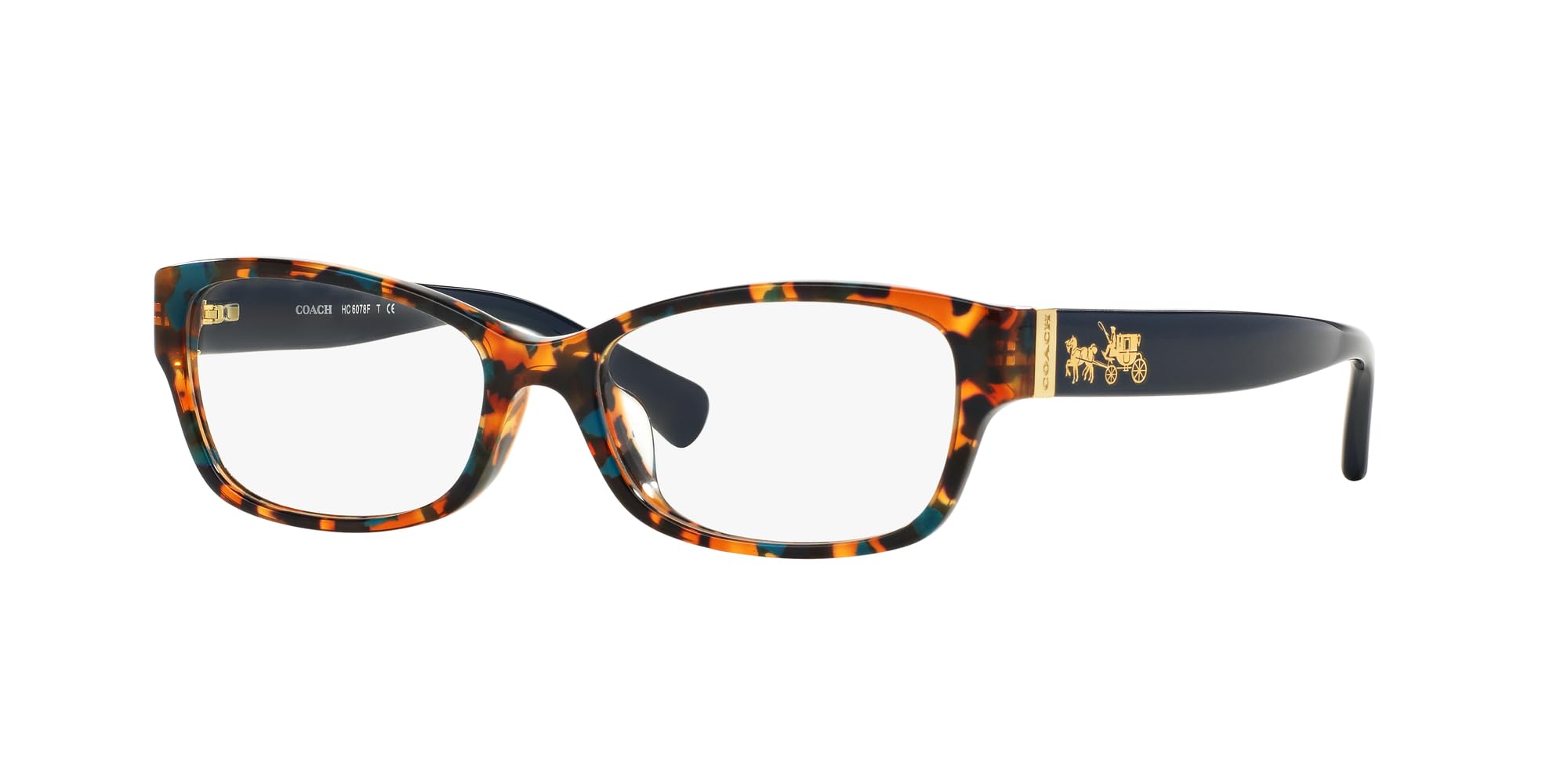 Coach HC6078 Prescription Eyewear Frames, Teal Confetti Tortoise/Demo Lens, 52 mm