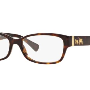 Coach HC6078 Prescription Eyewear Frames, Dark Tortoise/Demo Lens, 52 mm