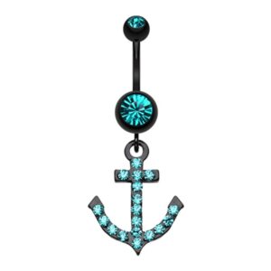 blackline anchor gem sparkle wildklass belly button ring