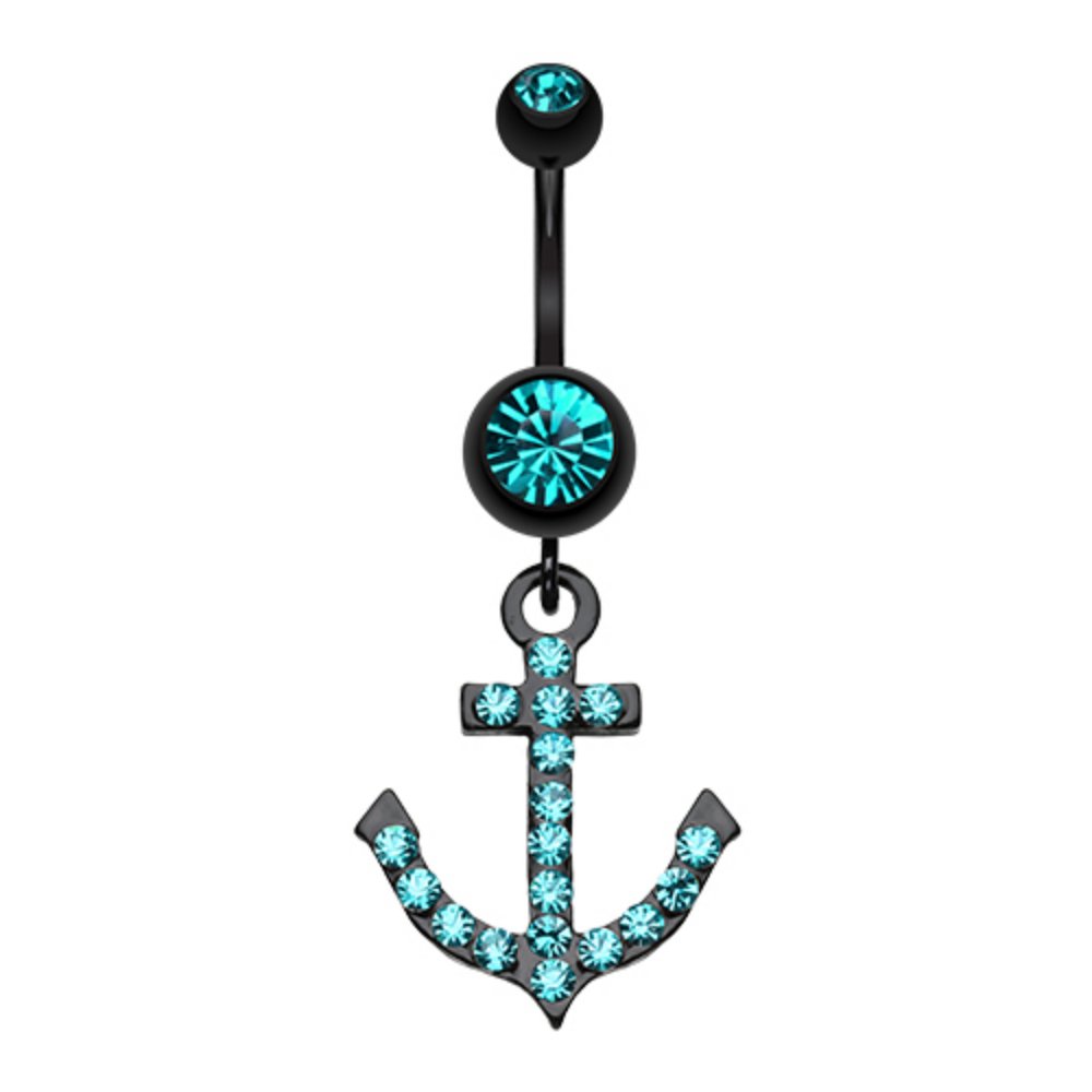 Blackline Anchor Gem Sparkle WildKlass Belly Button Ring