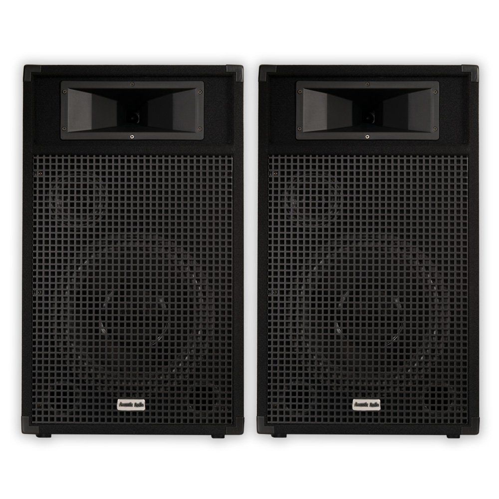 Acoustic Audio BR12 Passive 12" Speaker Pair 3 Way DJ PA Karaoke Band Speakers Black