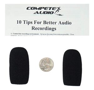 compete audio ca555 large microphone windscreens (foam microphone covers) (2-pack) for use with mini-shotgun mics, larger headsets and desktop microphones