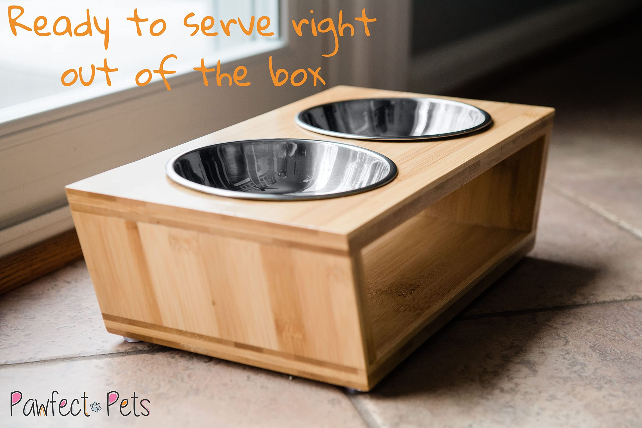 4” Raised Dog Bowls for Small Dogs and Cats. Elevated Dog Bowl Stand by Pawfect Pets. Pet Feeder Comes with Four Stainless Steel Dog Bowls