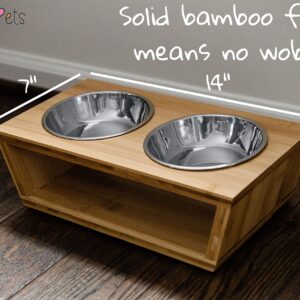 4” Raised Dog Bowls for Small Dogs and Cats. Elevated Dog Bowl Stand by Pawfect Pets. Pet Feeder Comes with Four Stainless Steel Dog Bowls