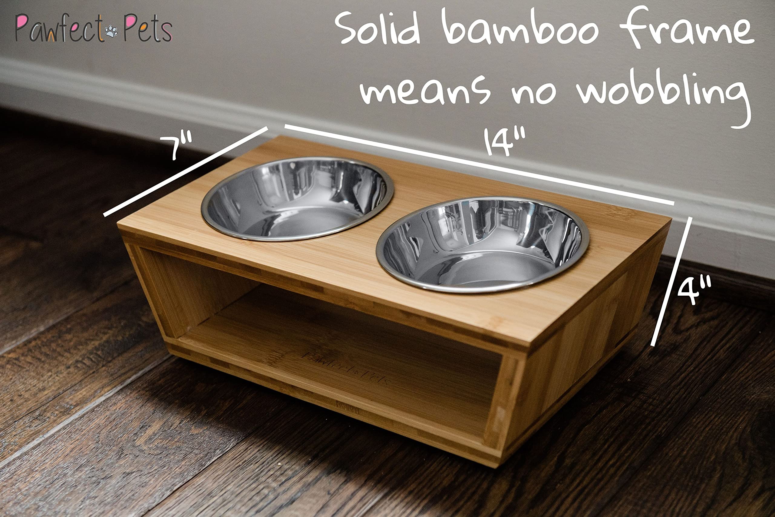 4” Raised Dog Bowls for Small Dogs and Cats. Elevated Dog Bowl Stand by Pawfect Pets. Pet Feeder Comes with Four Stainless Steel Dog Bowls