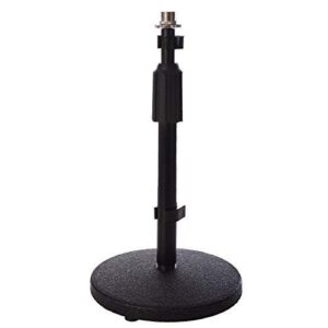 lyxpro desktop microphone stand - 9"-14" adjustable height desk mic holder - weighted cast iron base - 3/8"-5/8" adapter screw - table top with non-slip rubber feet