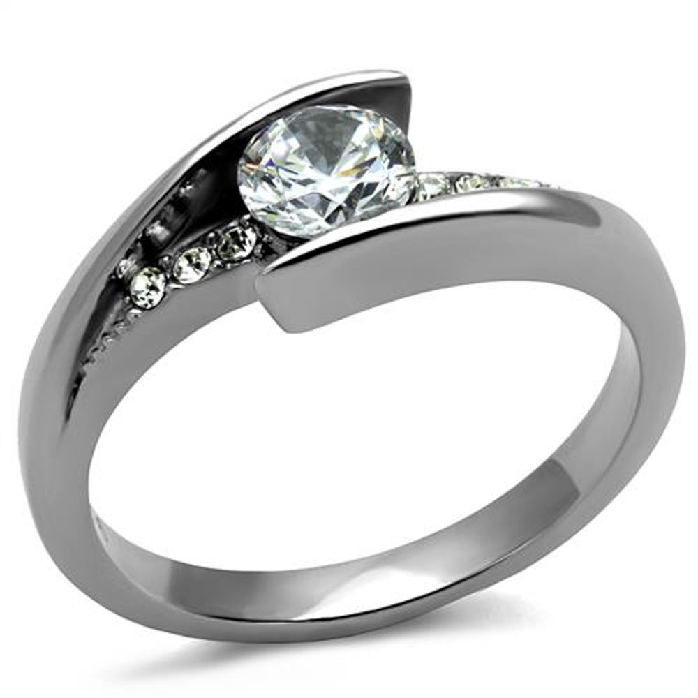 Marimor Jewelry Women's .87 Carat Round Cut Cubic Zirconia, Stainless Steel Engagement Ring Size 8