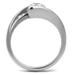 Marimor Jewelry Women's .87 Carat Round Cut Cubic Zirconia, Stainless Steel Engagement Ring Size 8