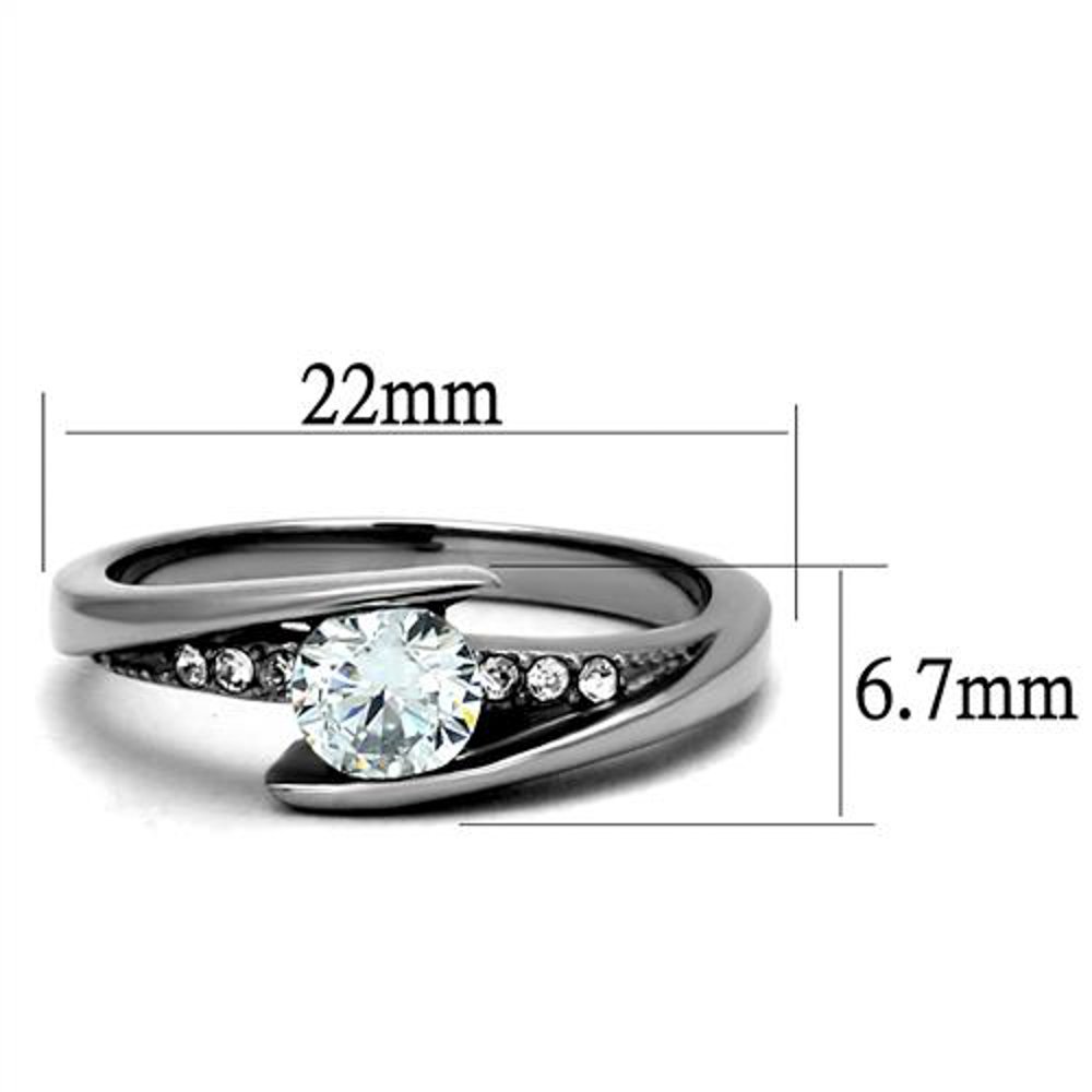 Marimor Jewelry Women's .87 Carat Round Cut Cubic Zirconia, Stainless Steel Engagement Ring Size 8