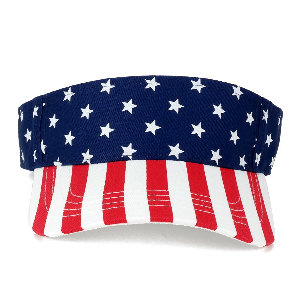 MG American USA Flags Stars and Stripes Patriotic Twill Cotton Visor - Flag