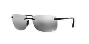 ray-ban men's rb4255 chromance square sunglasses, black/polarized grey mirrored silver, 60 mm