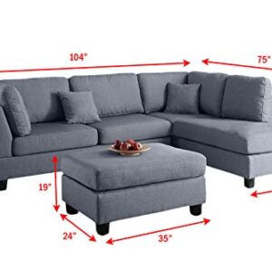 Poundex Upholstered Sofas/Sectionals/Armchairs, Grey