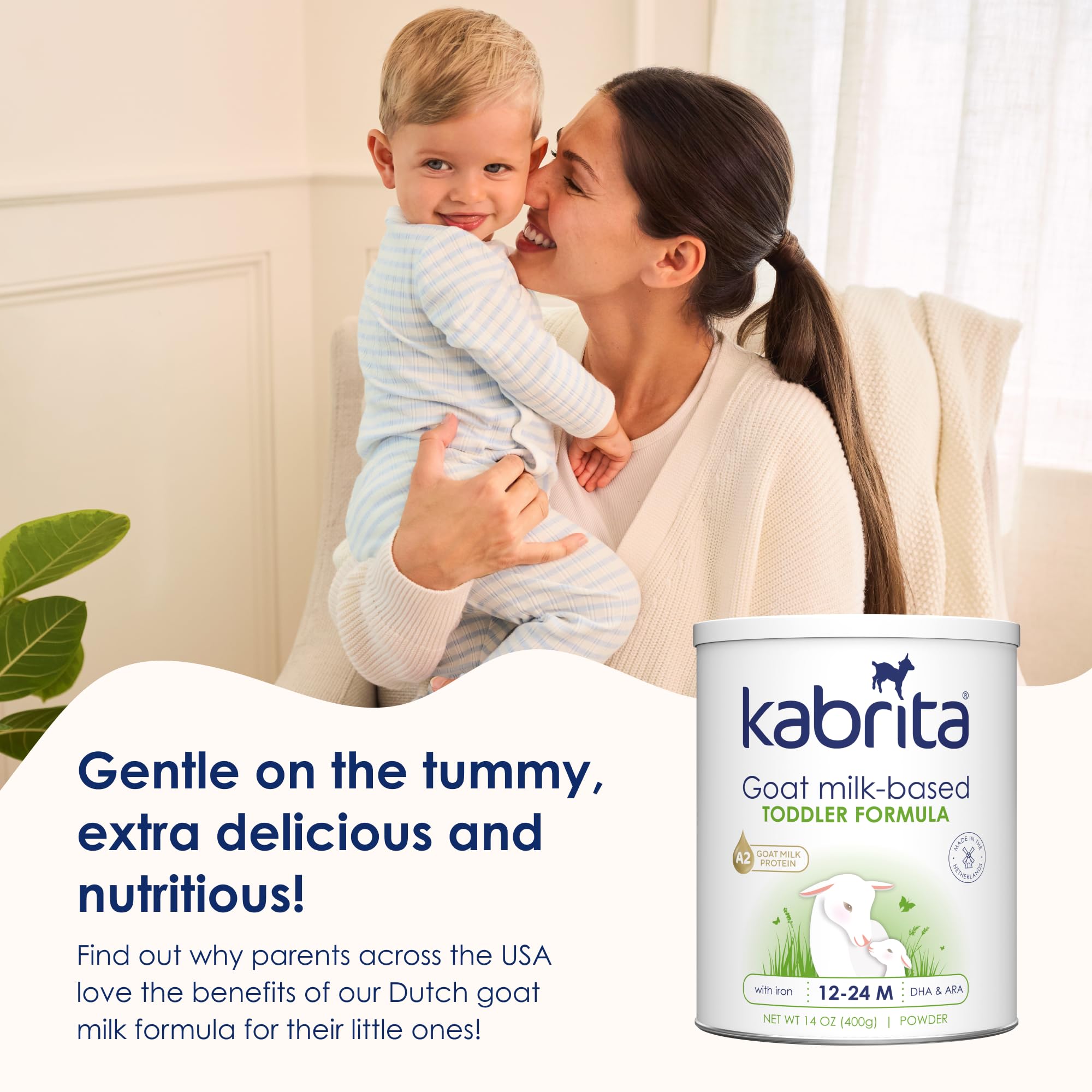 Kabrita Goat Milk Toddler Formula - Easy to Digest Baby Formula 12-24 Months - Contains Vitamin C, D, Iron, DHA, Non-GMO - Gentle on Sensitive Tummies - Formula Supporting Gut Health & Sleep - 14Oz (Pack of 6)