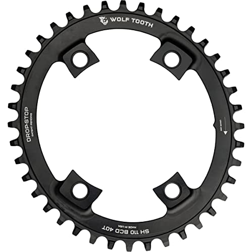 Wolf Tooth Elliptical Gravel Road Bike 110 BCD 4-Bolt Oval Chainring for Shimano Cranks (38 Tooth, PowerTrac)