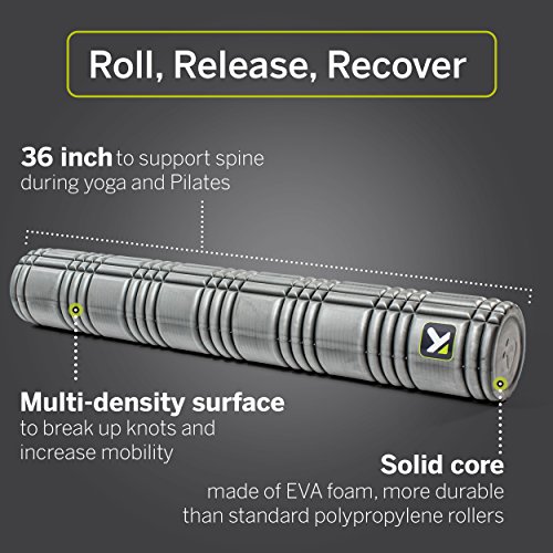 TriggerPoint CORE Foam Massage Roller with Softer Compression for Exercise, Deep Tissue and Muscle Recovery - Relieves Muscle Pain & Tightness, Improves Mobility & Circulation (36''), Gray