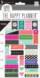 me & my big ideas create 365 the happy planner washi sticker pack, 5 sheets