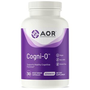 aor, cogni-q, antioxidant support for brain and mitochondrial health, energy, and healthy aging with pqq and coq10, vegan, non-gmo, 30 capsules