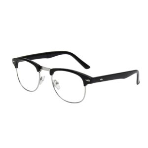 shiratori new vintage fashion half frame semi-rimless clear lens glasses black