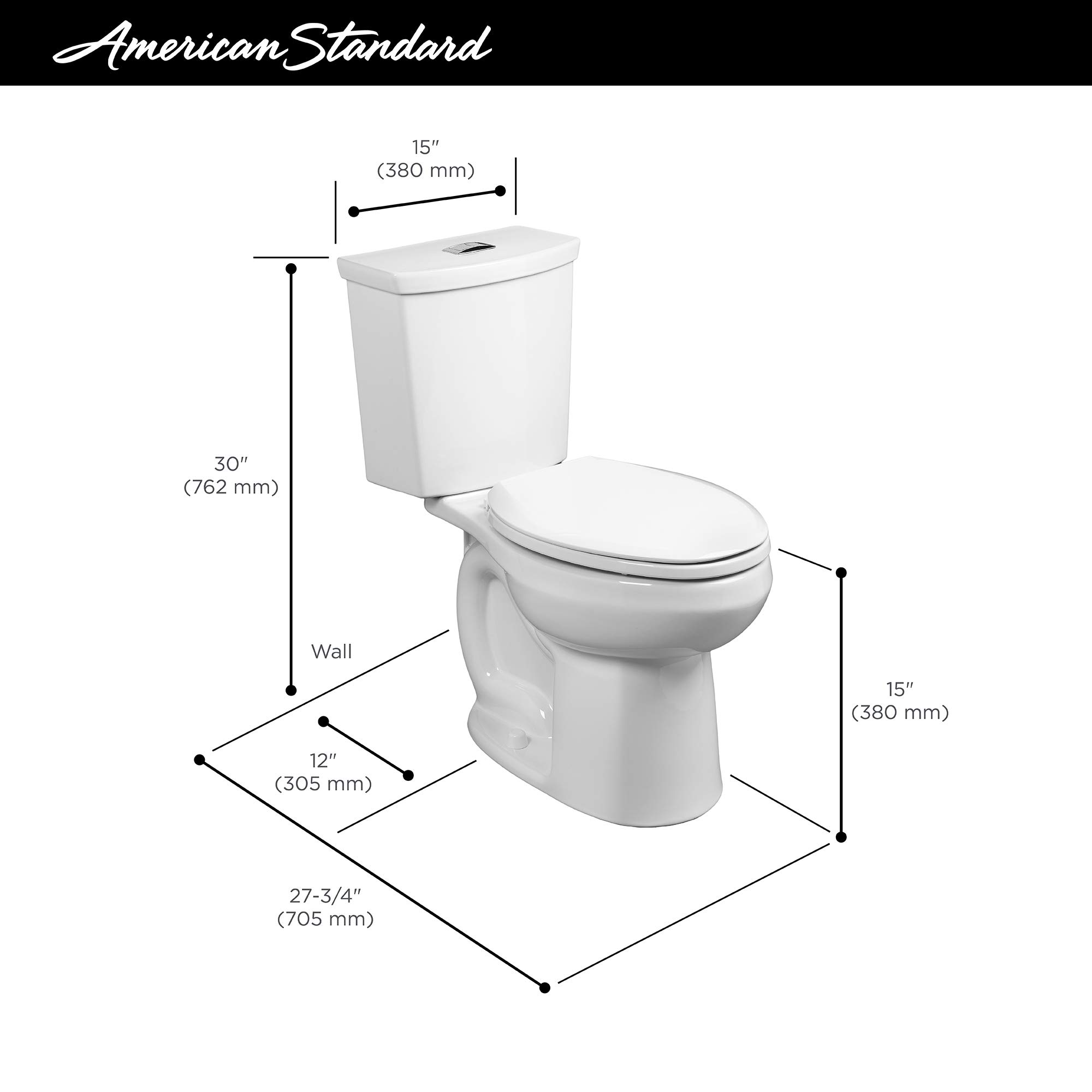 American Standard 2889218.020 H2Option Two-Piece Toilet, Round Front, Standard Height, Dual Flush, White, 0.92 - 1.28 gpf